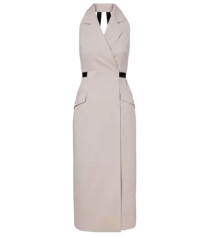 Max Mara Cime Cotton And Wool Canvas Midi Dress - Beige