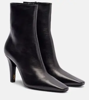Saint Laurent Jill 95 Leather Ankle Boots - Black