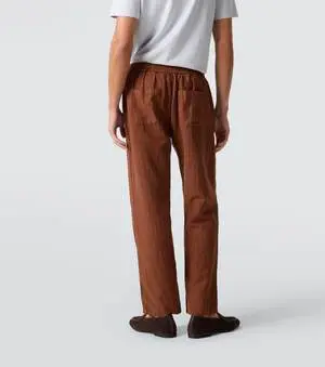 Frescobol Carioca Mendes Herringbone Straight Pants - Brown