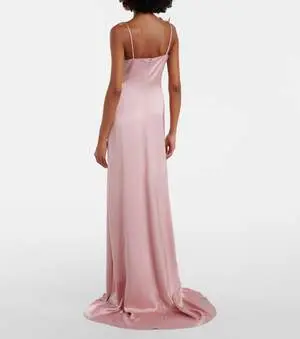 Blumarine Appliqué Satin Gown - Pink