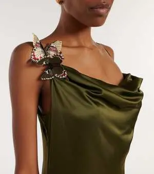 Blumarine Appliqué Satin Gown