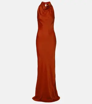ROTATE BY BIRGER CHRISTENSEN Halterneck Satin Gown - Orange