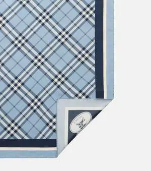 Burberry Check Silk Twill Scarf - Blue