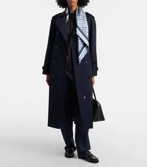 Burberry Check Silk Twill Scarf - Blue