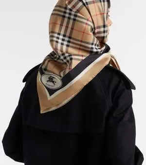 Burberry Check Silk Twill Scarf - Beige