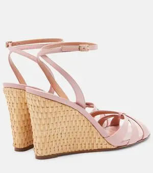 AQUAZZURA Tati Leather Wedge Sandals - Pink