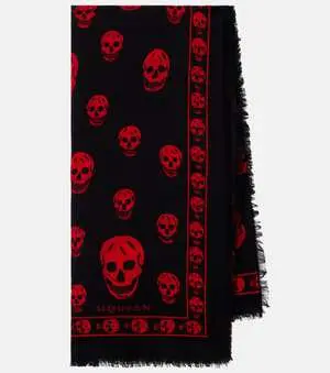 Alexander McQueen Skull Wool Scarf - Black