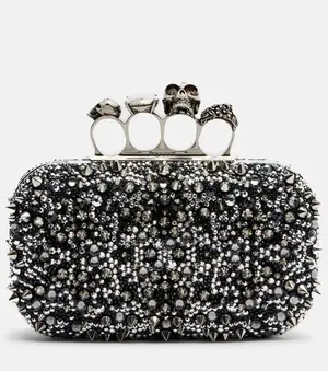 Alexander McQueen Knuckle Embellished Clutch - Silver