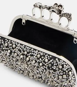 Alexander McQueen Embellished Knuckle Clutches - Silver