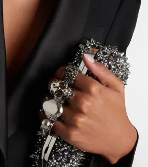 Alexander McQueen Embellished Knuckle Clutches - Silver