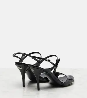 Balenciaga Avenue Bow Patent Leather Sandals - Black