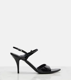 Balenciaga Avenue Bow Patent Leather Sandals - Black