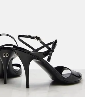 Balenciaga Avenue Bow Patent Leather Sandals - Black