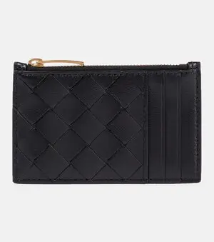 Bottega Veneta Intrecciato Leather Card Holder - Black