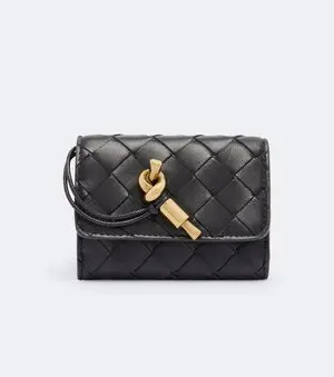 Bottega Veneta Intrecciato Leather Card Holder - Black