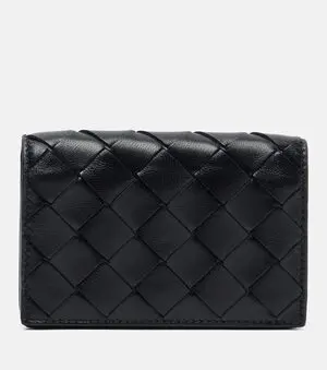 Bottega Veneta Intrecciato Leather Card Holder - Black