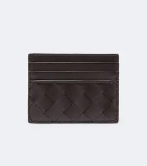 Bottega Veneta Intrecciato Leather Card Holder Brown