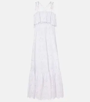 Etro Broderie Anglaise Cotton-blend Maxi Dress - White