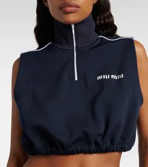 Miu Miu Logo Jersey Crop Top