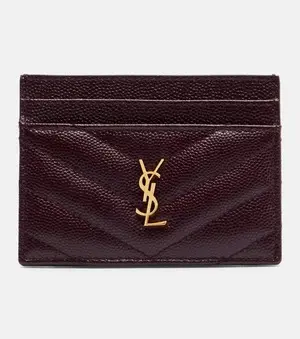 Saint Laurent Cassandre Leather Card Holder - Burgundy
