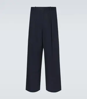 Loewe Pleated Cotton Gabardine Wide-leg Pants - Blue
