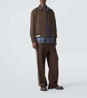 Loewe Wool Gabardine Wide-leg Pants - Brown
