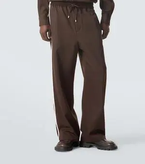 Loewe Wool Gabardine Wide-leg Pants - Brown