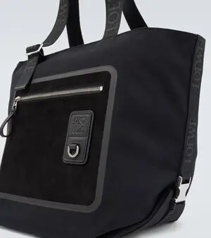 Loewe Flex Medium Canvas And Suede Tote Bag - Black