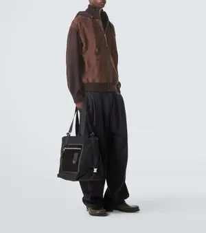Loewe Flex Medium Canvas And Suede Tote Bag - Black
