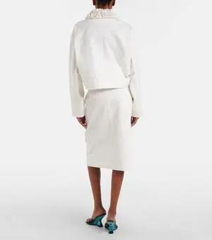 Plan C Cotton Drill Embellished Midi Skirt