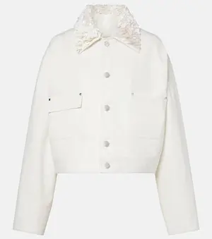 Plan C Sequined Cotton Drill Jacket - White