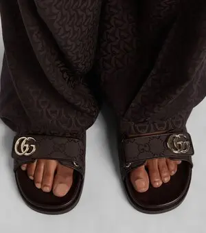 Gucci Double G Gg Canvas Sandals - Brown