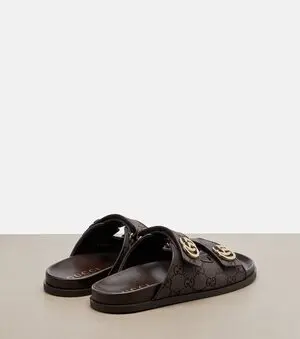 Gucci Double G Gg Canvas Sandals - Brown