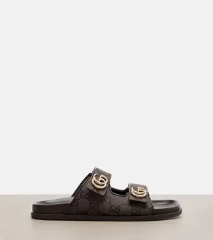 Gucci Double G Gg Canvas Sandals - Brown