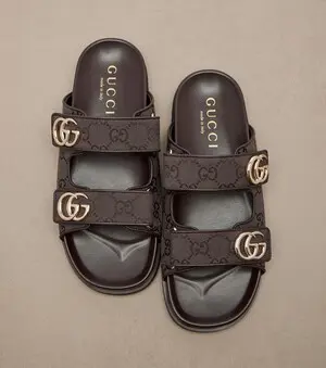 Gucci Double G Gg Canvas Sandals - Brown