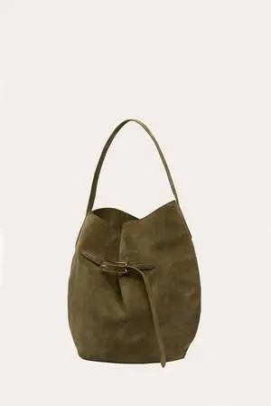 LIFFNER Belted Bucket Bag Large Sage Suede