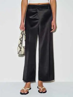 REFORMATION Gisele Satin Cropped Pant - Black
