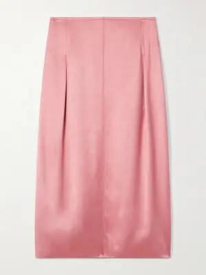 LANVIN Pleated Satin Midi Skirt