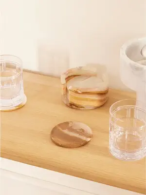 Jia Jia Set Of Three Onyx Coasters
