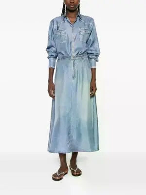 PIERRE-LOUIS MASCIA A-line Denim Midi Skirt