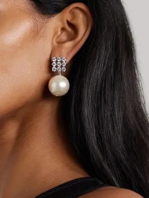 Completedworks Rhodium-plated, Cubic Zirconia And Pearl Earrings