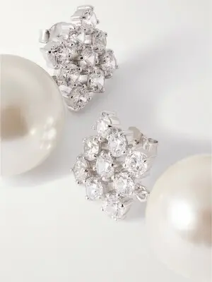 Completedworks Rhodium-plated, Cubic Zirconia And Pearl Earrings
