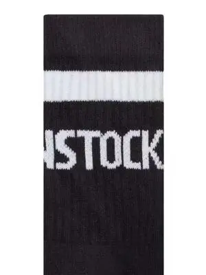 BIRKENSTOCK Striped Logo-lettering Crew Socks - Black