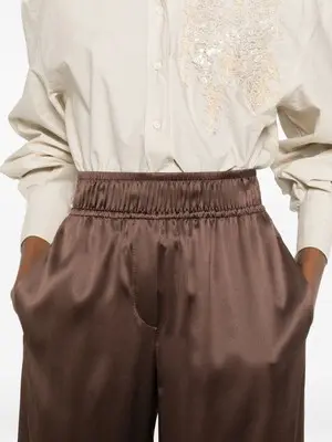 Brunello Cucinelli Silk Trousers - Brown