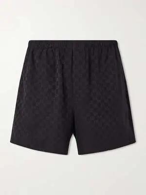Gucci Straight-leg Logo-jacquard Silk Shorts - Black