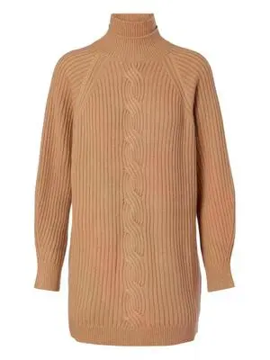 Max Mara Cable-knit Roll-neck Dress - Neutrals