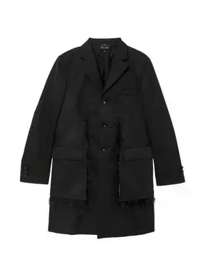 Comme Des Garçons Feather-trim Coat - Black