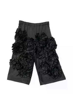 Comme Des Garçons Floral-ruffled Trousers - Black