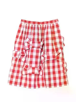 Comme Des Garçons Gingham Bow Skirt - Red