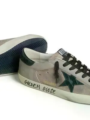GOLDEN GOOSE Super-star Sneakers With Croc-print Star - Neutrals